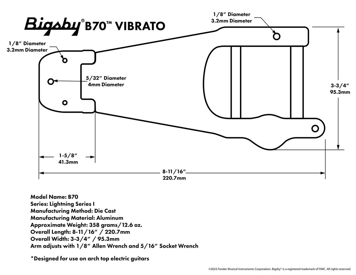 Licenced Bigsby B70, Polished Aluminum | SportHiTech