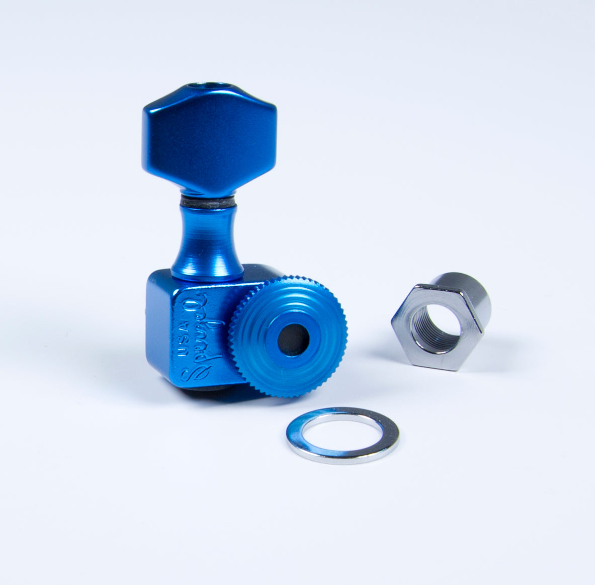 Sperzel Trim-Lok 6 in line staggered post Blue locking tuner – SportHiTech